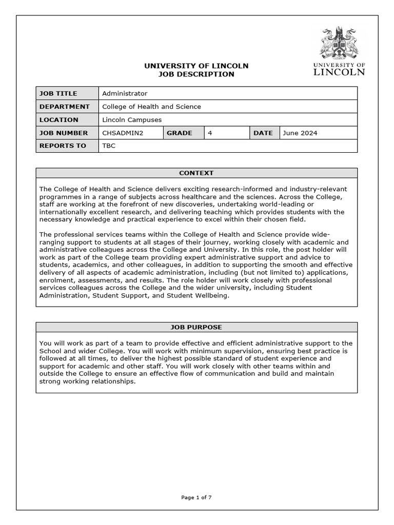 University Administrator Job Description | PDF | Information | Records ...
