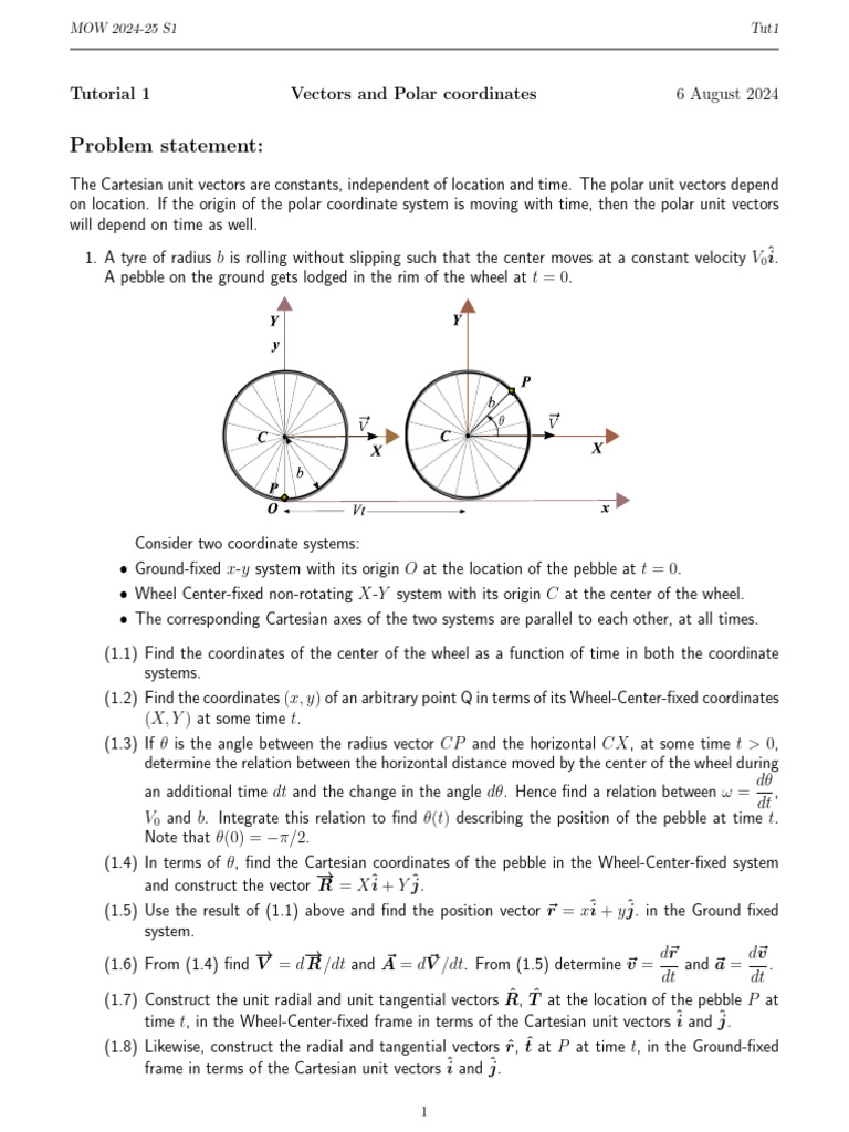 MOW 2024 25 S1 Tutorials | PDF | Acceleration | Velocity