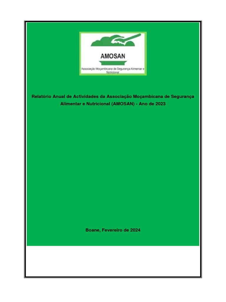 Relatório AMOSAN 2023: Segurança Alimentar | PDF | Agricultura | Moçambique