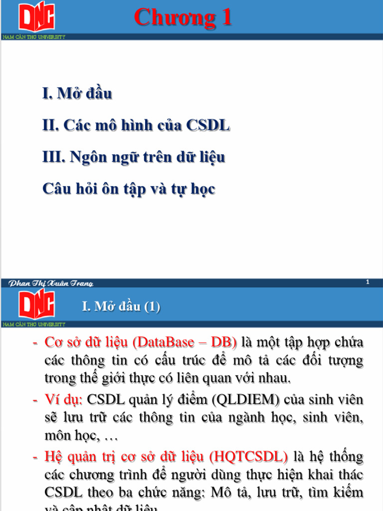 CSDL Chapter 1 SV | PDF