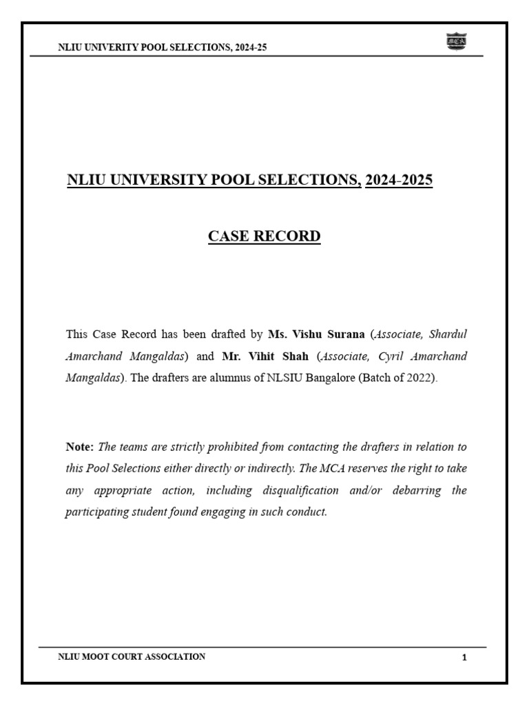 Case Record - University Pool Selections, 2024 | PDF | Arbitral ...