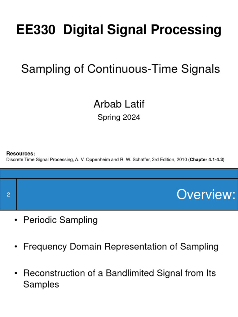 Lecture 09 Sampling Of Cts Pdf Discrete Time And Continuous Time Sampling Signal Processing