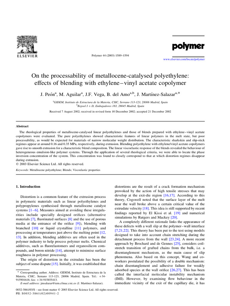 10.1016@s0032 38610200941 2 | PDF | Polyethylene | Polymers