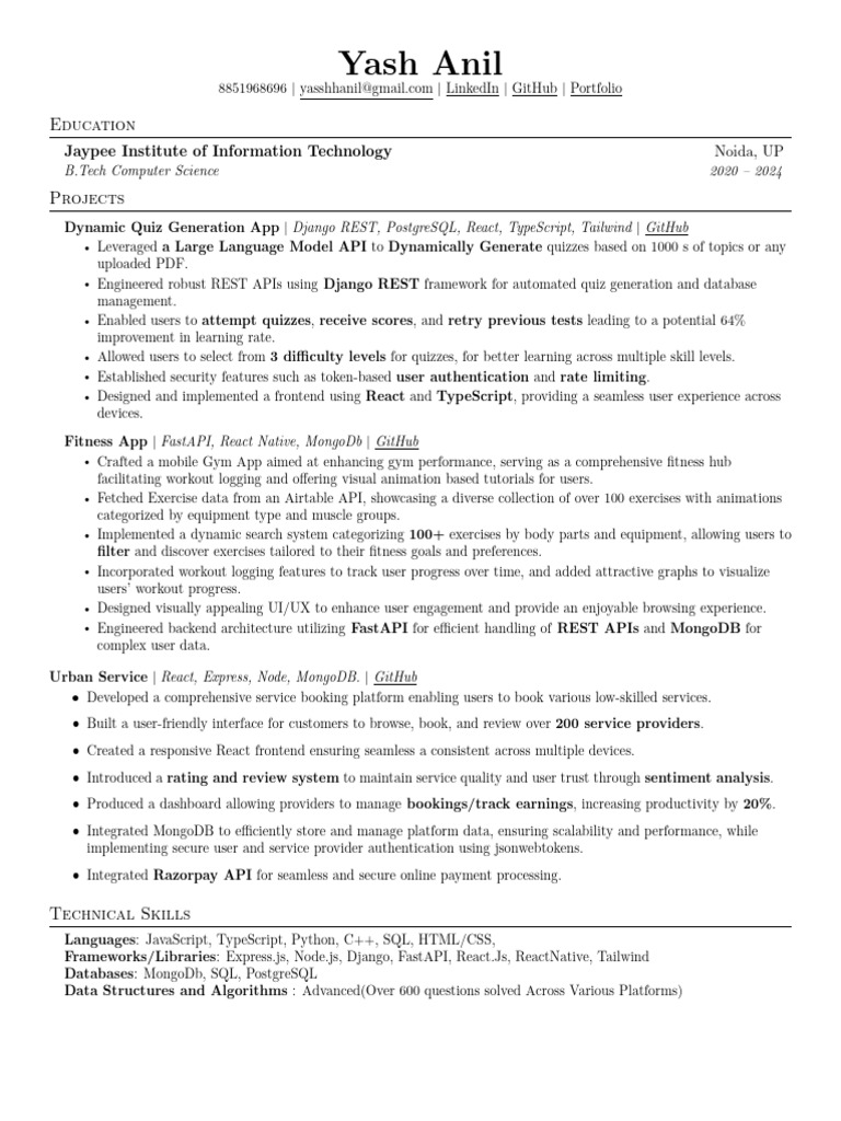 Yash Resume | PDF | Mobile App | Databases
