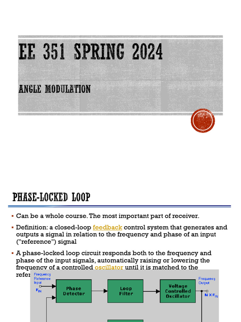 Lecture Slides Angle Modulation Pdf Frequency Modulation Modulation