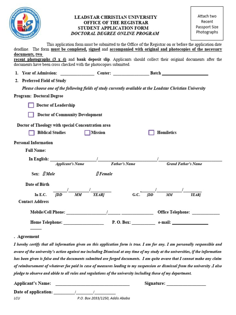 Doctoral Program Application Form | PDF