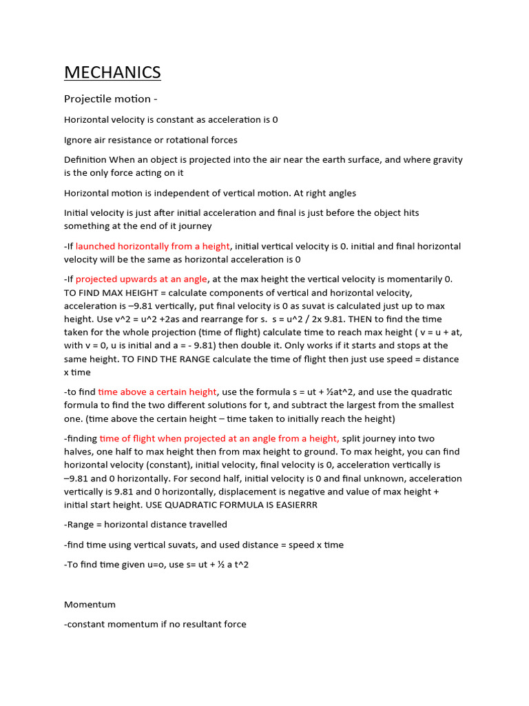 MECHANICS | PDF | Force | Momentum