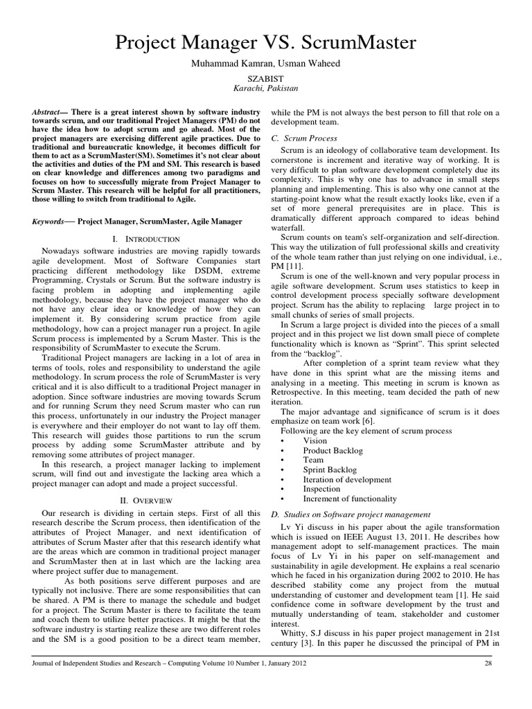 Project Manager VS. ScrumMaster | PDF | Scrum (Software Development) | Agile Software Development