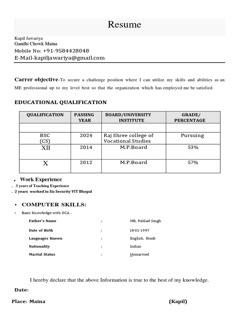 Pahlad Singh Resume Correc Ted | PDF