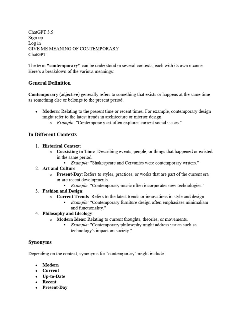 Contemporary Meaning | PDF