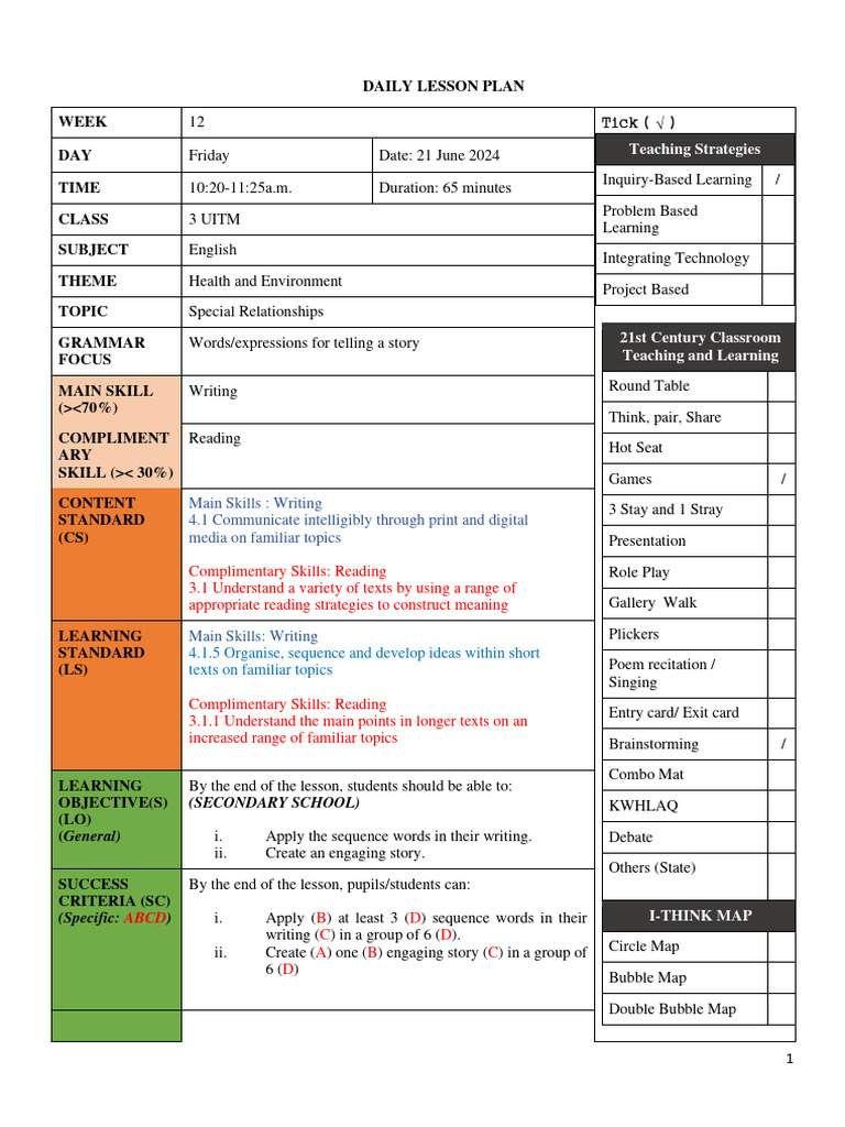 LP 3 Uitm 21 June | PDF | Lesson Plan | Liberal Arts Education