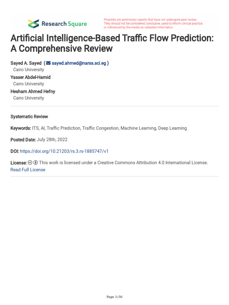 Artificial Intelligence-Based Traffic Flow Predict | PDF | Support ...