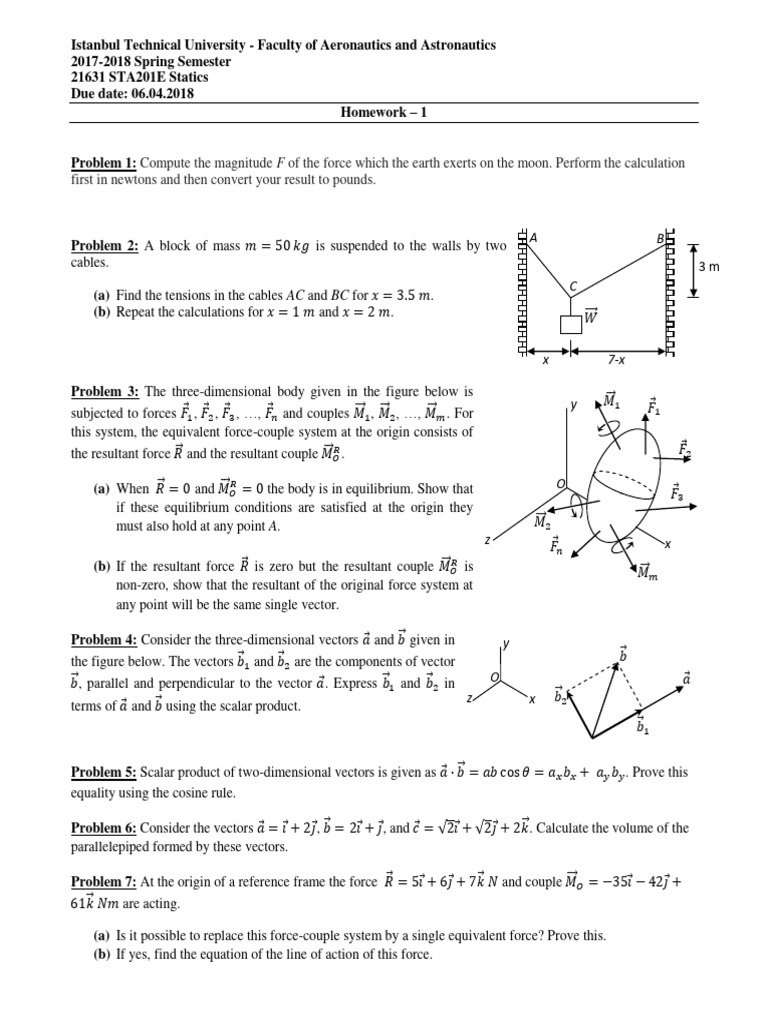 Engineering Statics Homework | PDF | Force | Euclidean Vector