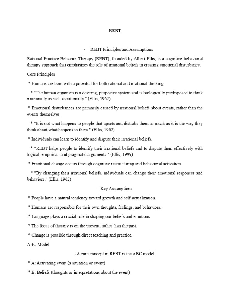 Rebt Notes | PDF | Rational Emotive Behavior Therapy | Psychology