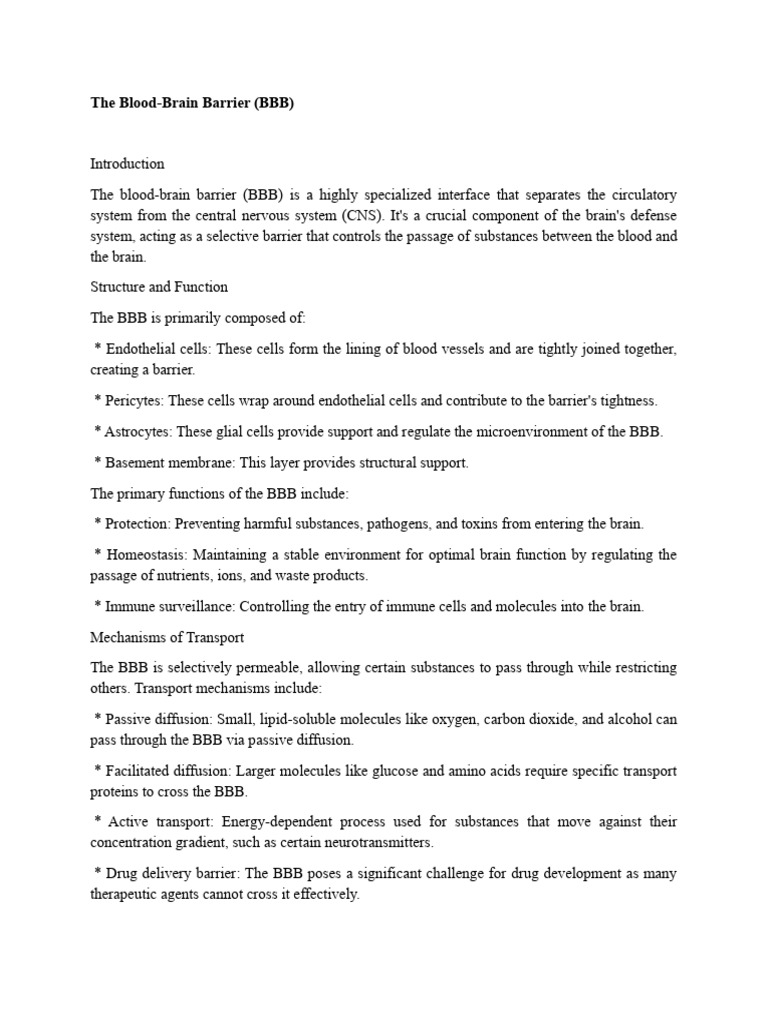 The BBB | PDF | Health Sciences | Clinical Medicine