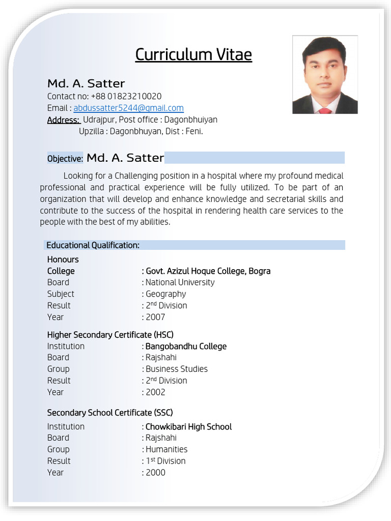 Md. A. Satter CV | PDF