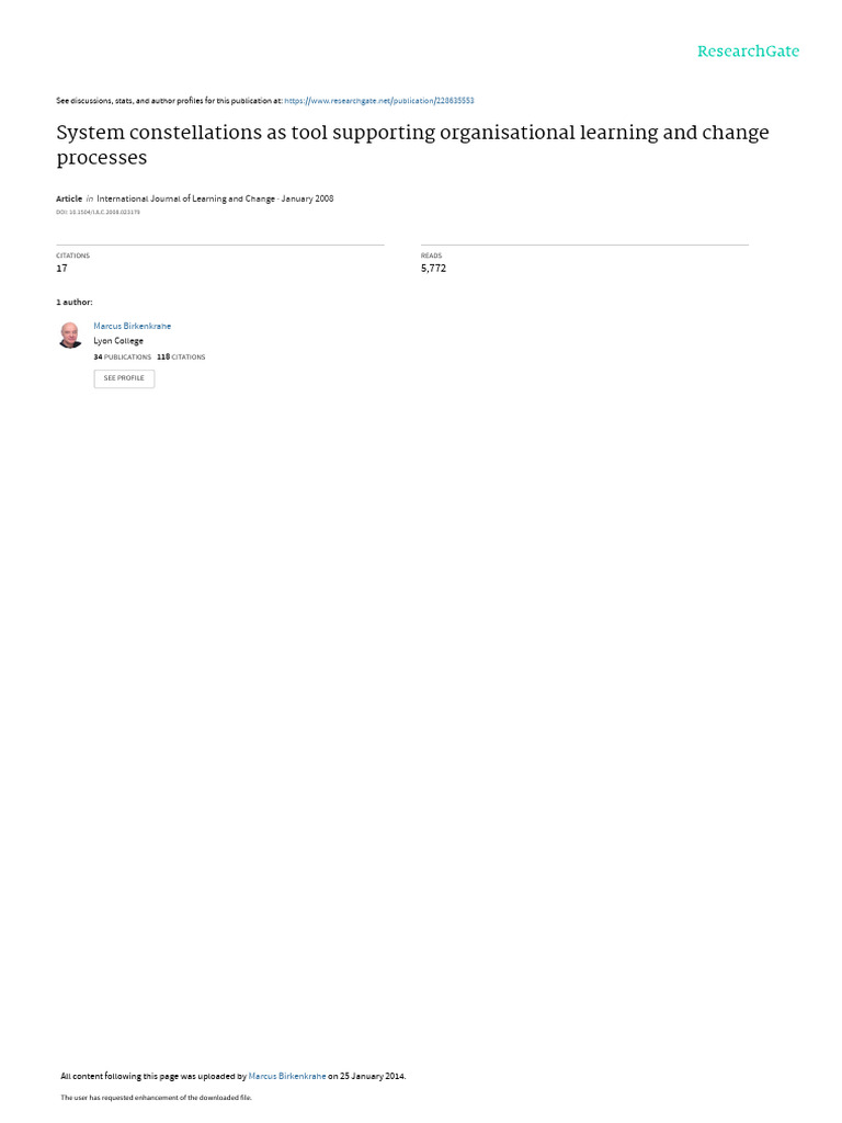 System Constellations As Tool Supporting Organisat | PDF | System | Thought