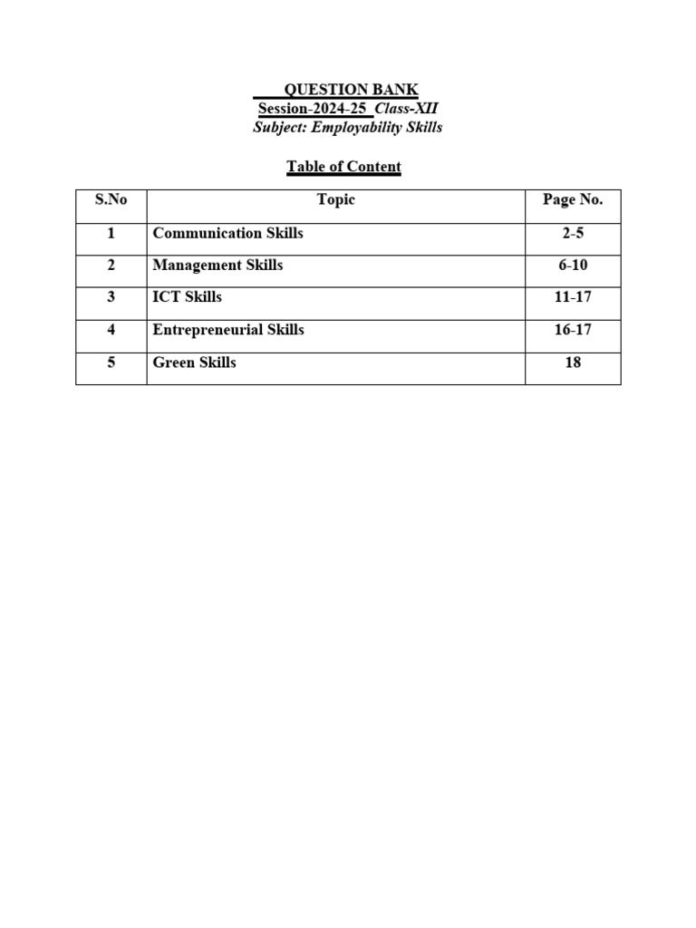Employability Skills Question Bank | PDF | Motivational | Motivation