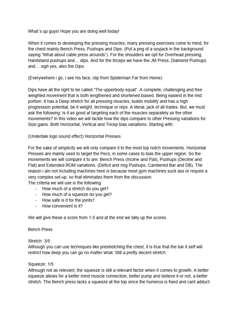 Dips Vs All Presses | PDF | Shoulder | Musculoskeletal System
