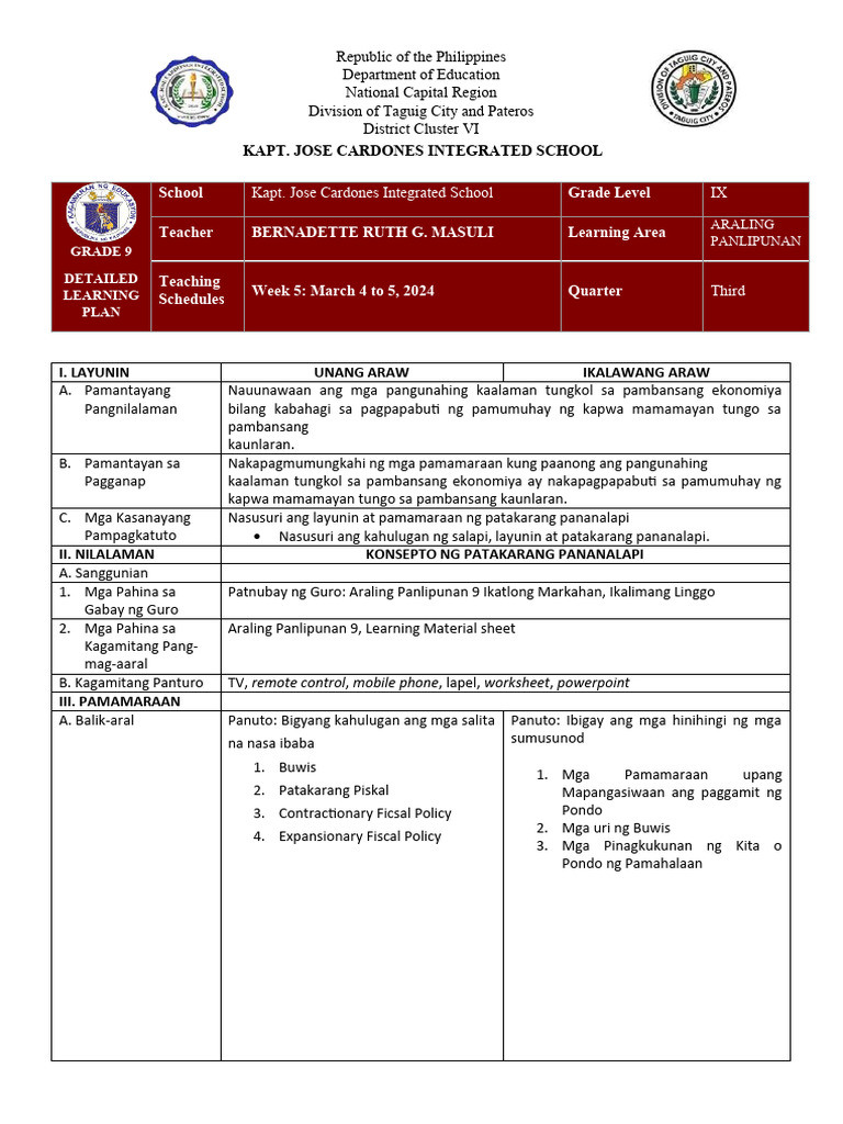 DLP - AP - Q3 - W5 - March 4 To 8 | PDF