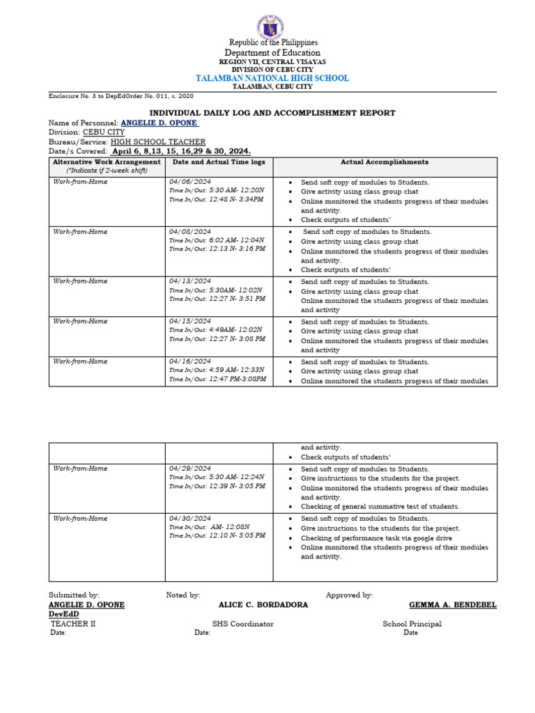 IDLAR April 8,2024 | PDF