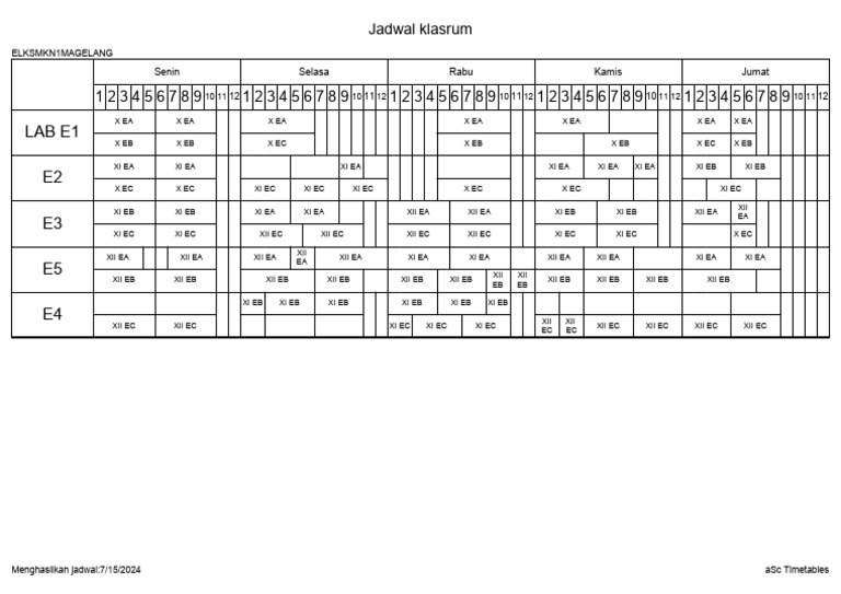 v2 Jadwal Semua Kelas | PDF