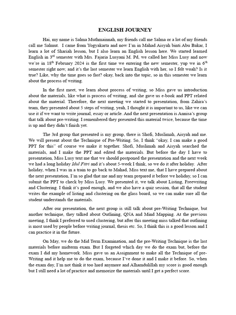 English Writing Course Journey | PDF | Paragraph | Proofreading