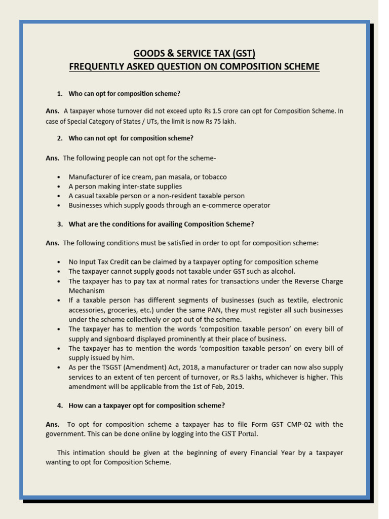 Faq-Composition Scheme | PDF | Taxes | Public Finance