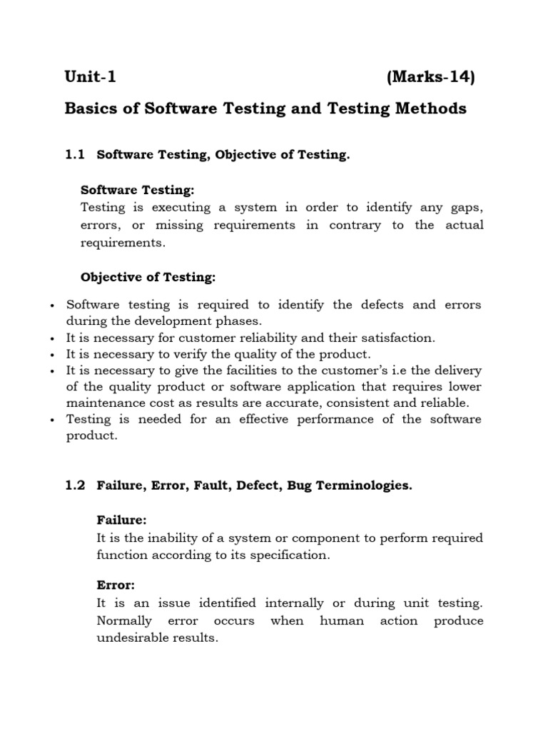 STE UNIT-1 Notes | PDF | Software Testing | Formal Verification