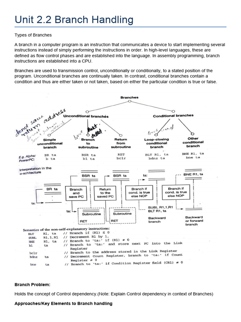 Unit-2.2 Branch Handling | PDF | Central Processing Unit | Computer ...