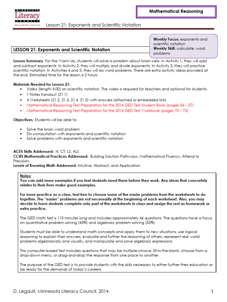 ged_math_lesson_21_public | PDF | Mathematics | Exponentiation