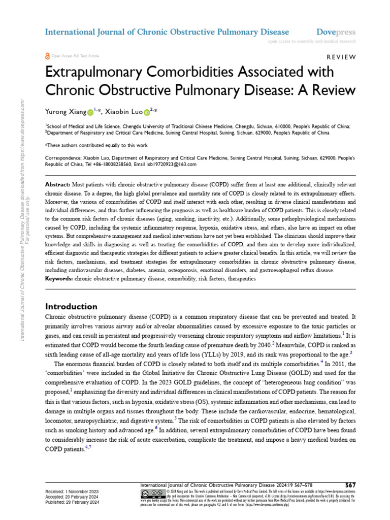44 Extrapulmonary Comorbidities Associated With Chronic Obstructive ...