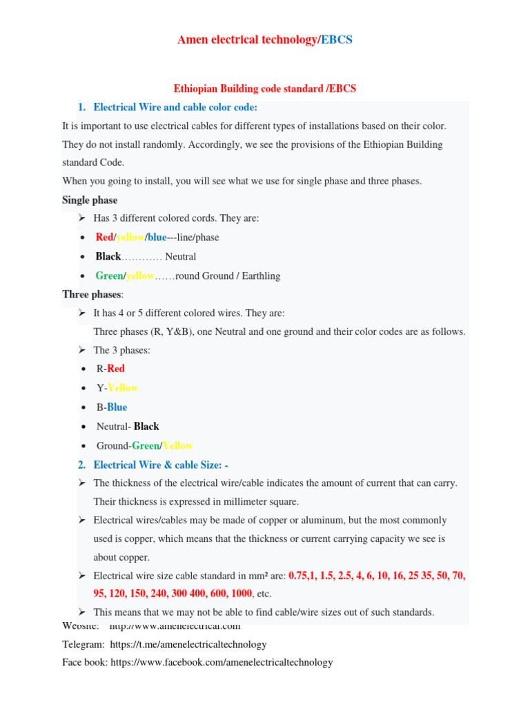 Ethiopian Building Code Standard - Amen Electrical Technology | PDF ...