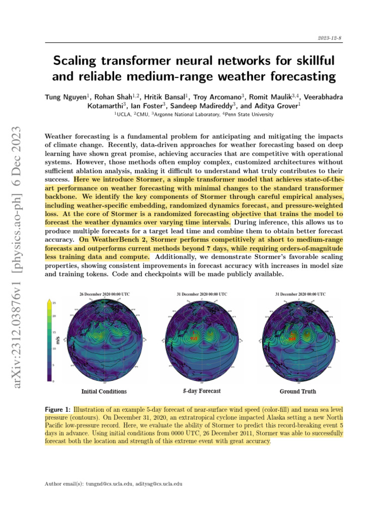 Stormer | PDF | Numerical Weather Prediction | Forecasting