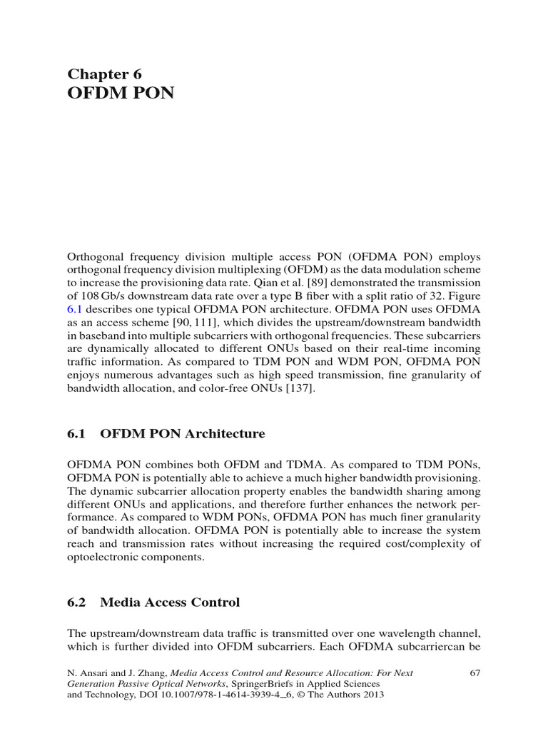 6.1 OFDM PON Architecture | PDF | Orthogonal Frequency Division Multiplexing | Computer Networking