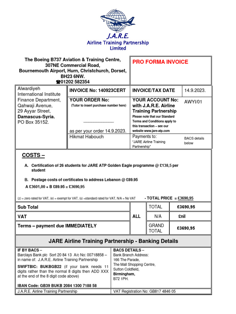 2022 23 INVOICE For Certification Alwardiyeh 14-9-2023 2 | PDF | Value ...