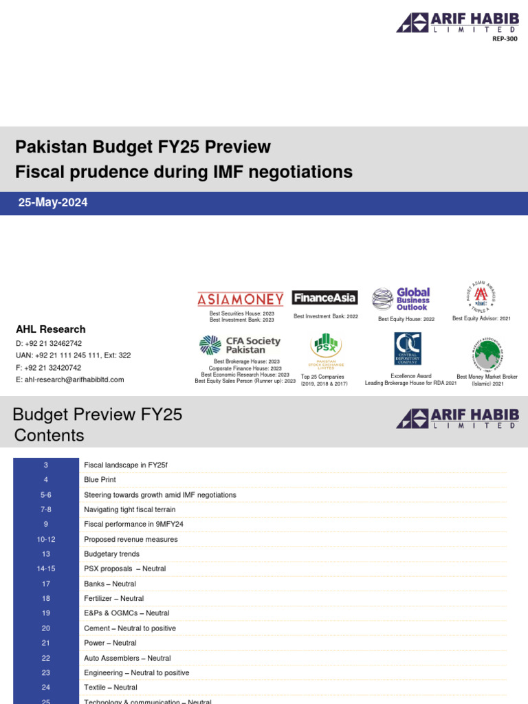 Budget Preview FY25 - AHL | PDF | Taxes | Government Budget Balance