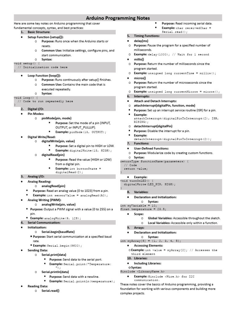 Arduino Programming Notes Pdf Variable Computer Science Computing 6906