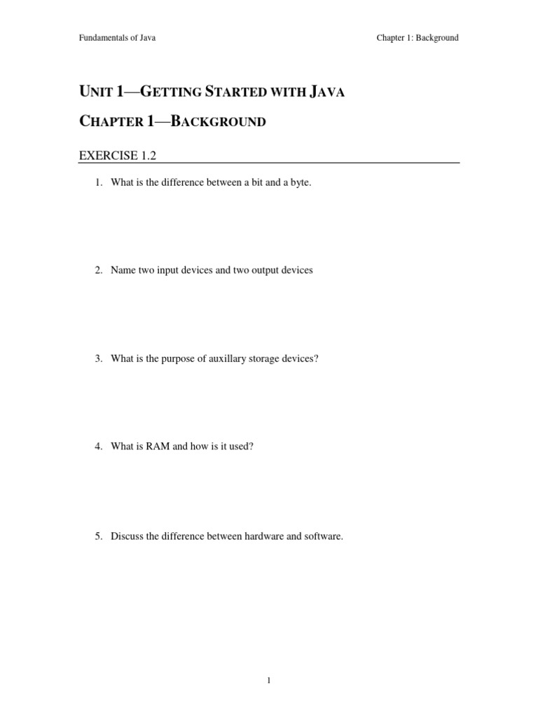 APCSA1 Fundamentals Java CH 01 WSSummer 2022 | PDF | Computer Data Storage | Computer Programming