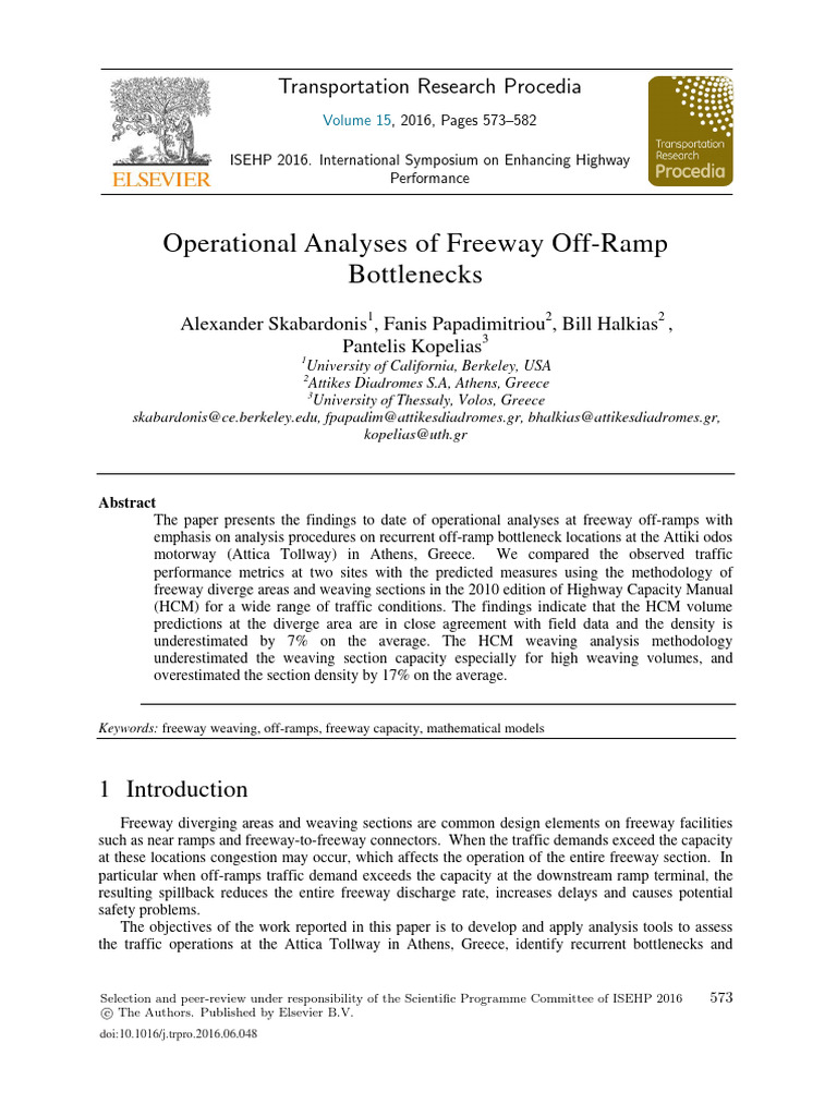Operational Analyses of Freeway Off Ramp Bot 2016 Transportation Research PR | PDF | Interchange ...