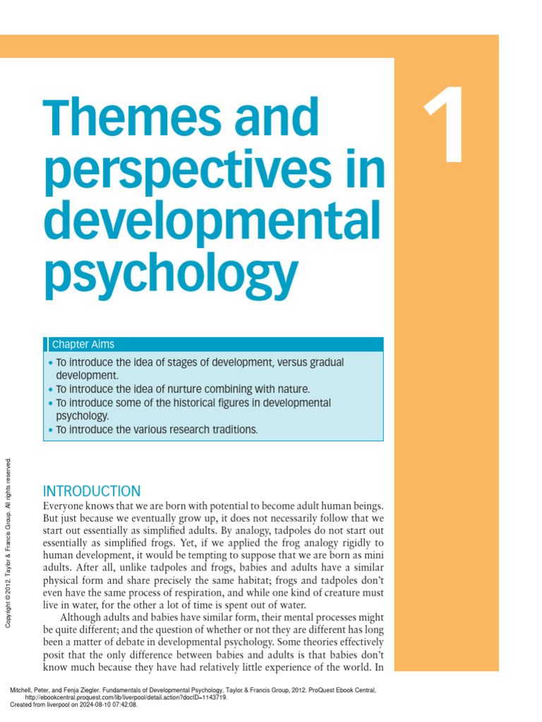 Fundamentals of Developmental Psychology - (1 Themes and Perspectives ...