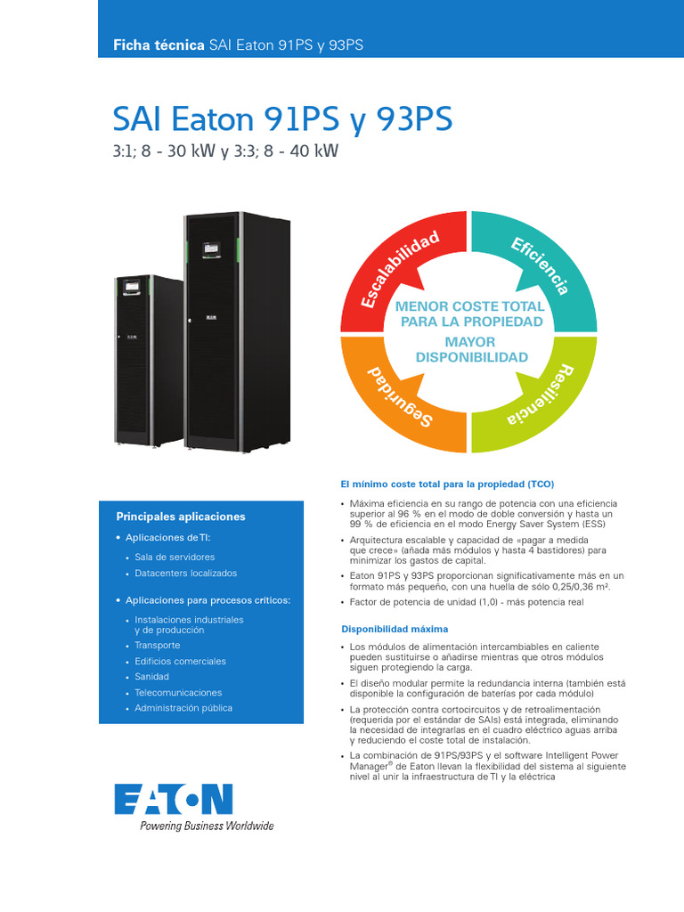 Eaton Datasheet ES | PDF | Ingenieria Eléctrica | Informática