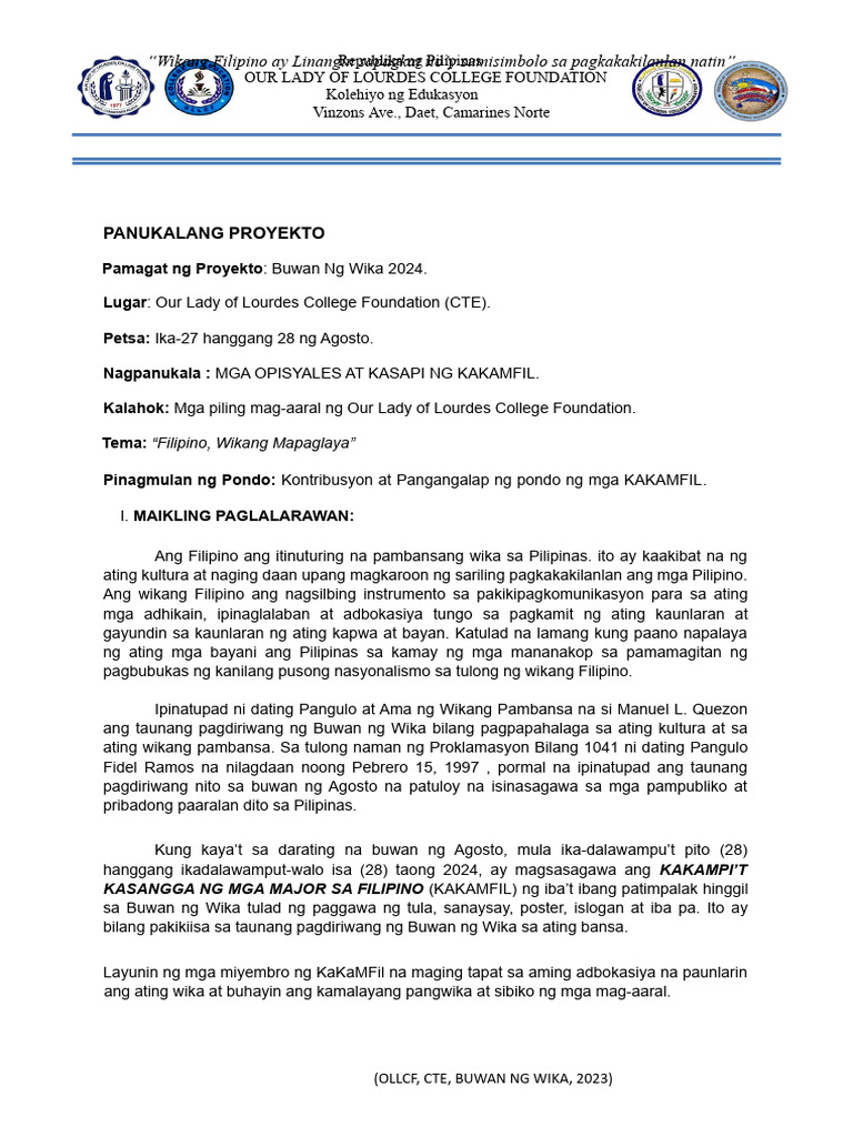 Buwan NG Wika Proposal | PDF