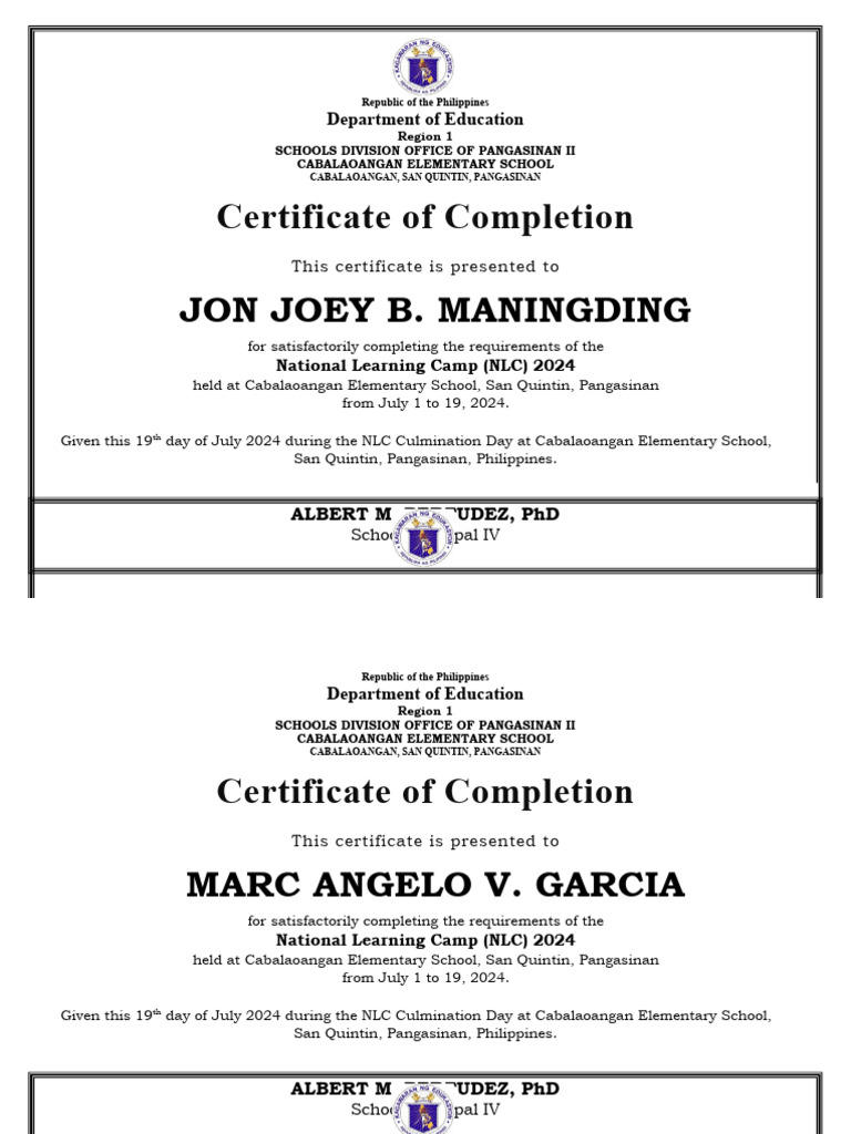 g2 V2 NLC Certificate of Completion Learner | PDF | Government Agencies ...