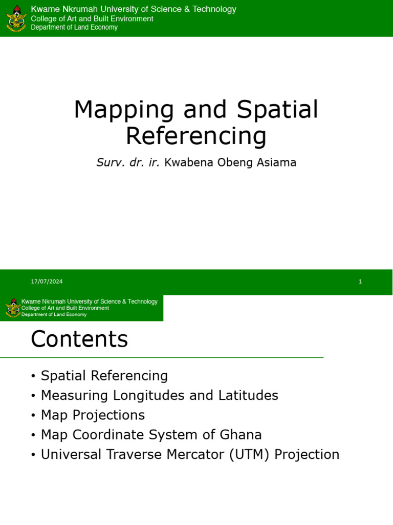 Lecture 4 - Mapping and Spatial Referencing | PDF | Geography | Geodesy