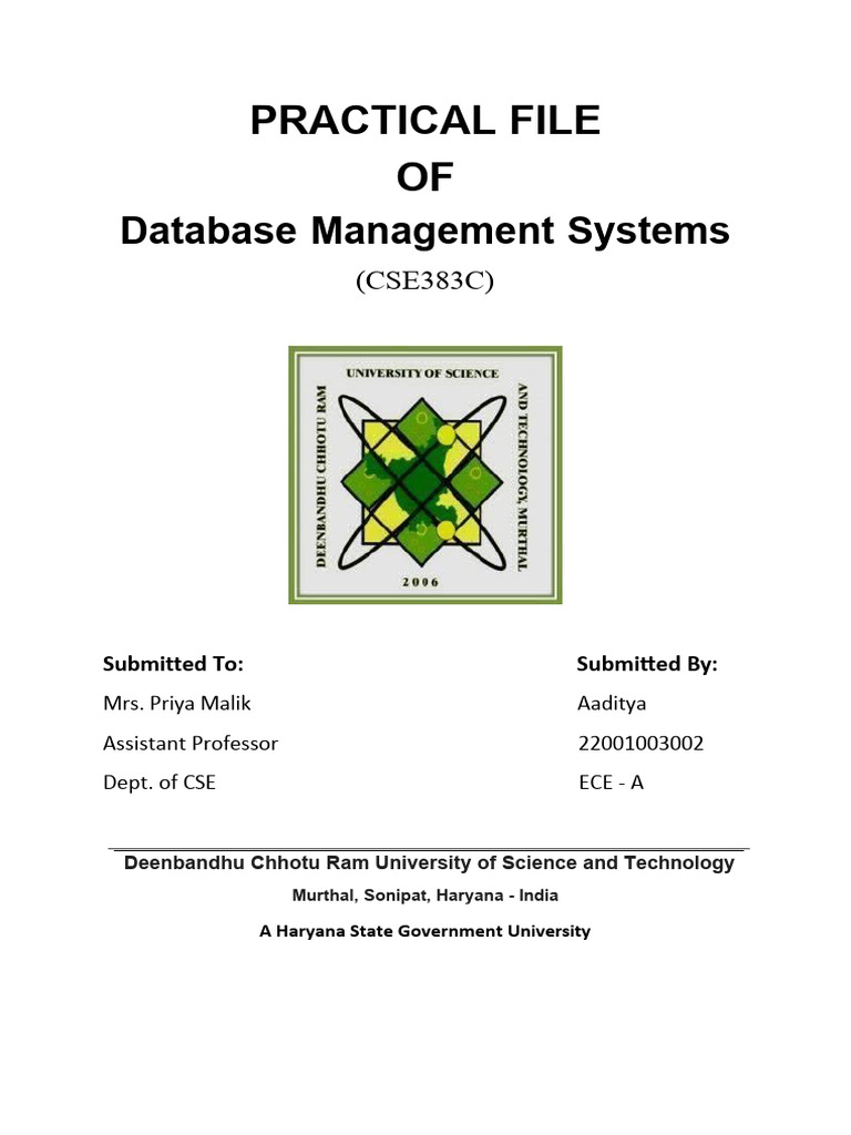 Dbms File (22001003002) (AutoRecovered) | PDF | Databases | Sql