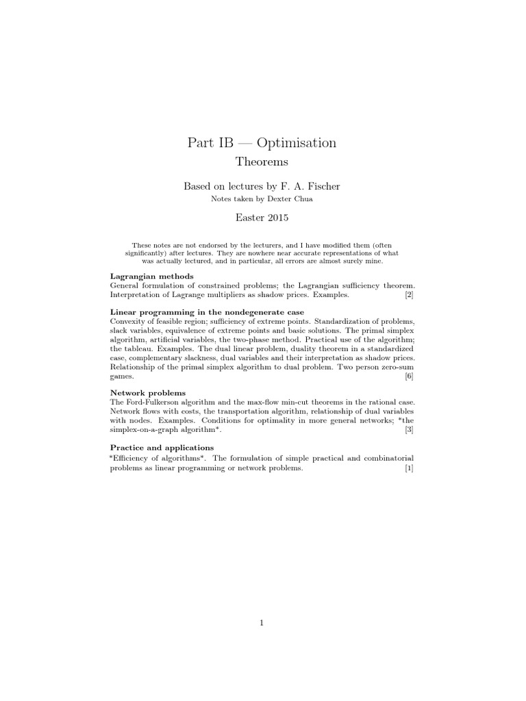 Optimisation THM | PDF | Linear Programming | Mathematical Optimization