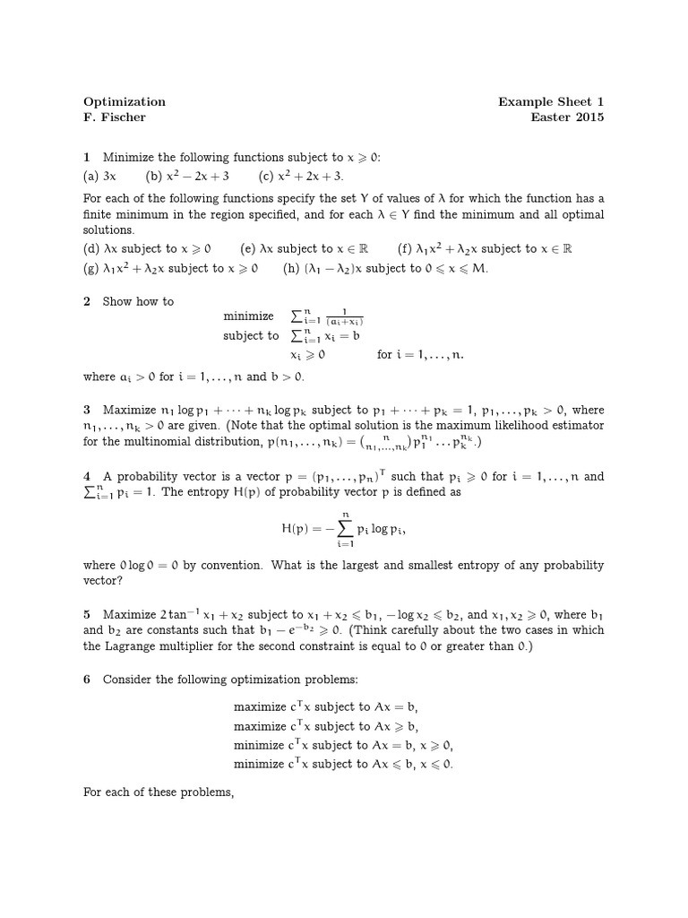optimisation_eg | PDF | Linear Programming | Mathematical Optimization