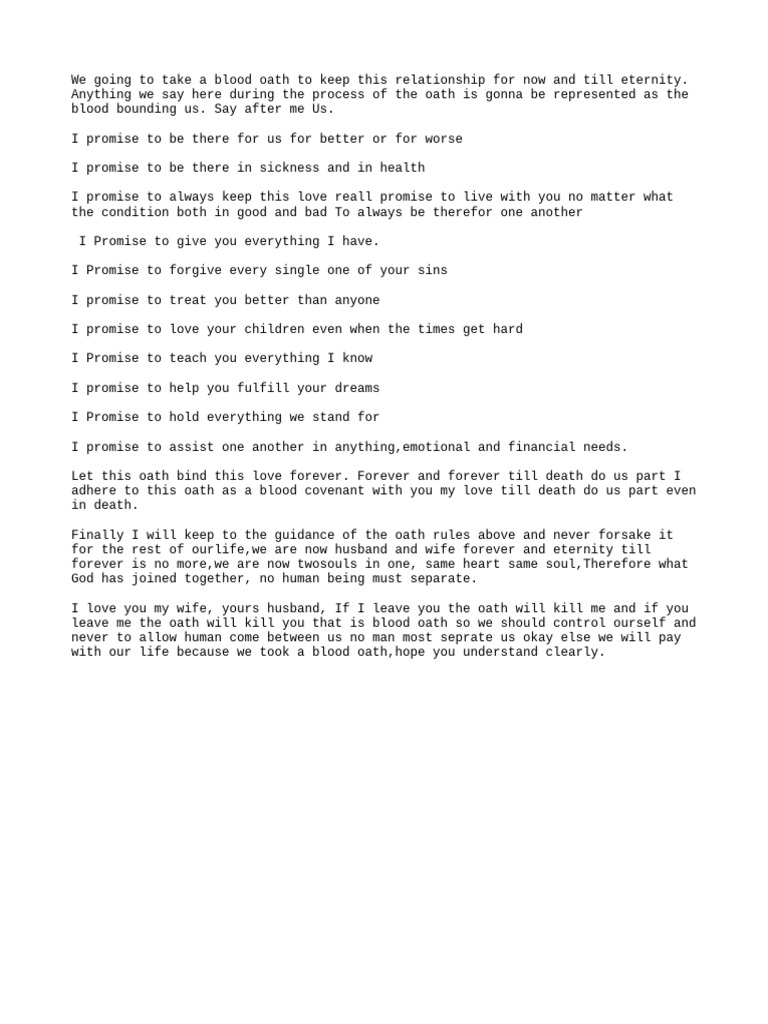Blood Oath for Eternal Love Commitment | PDF | Lifestyle