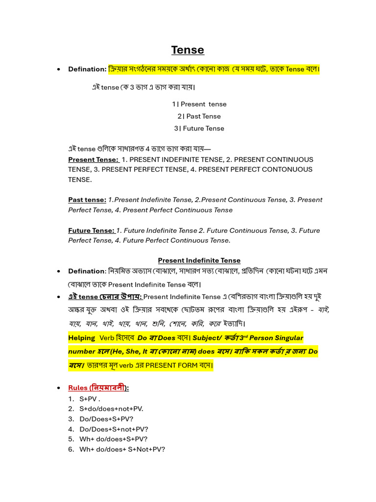 Present Indefinite Tense | PDF